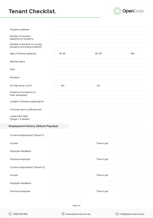 Tenant Checklist